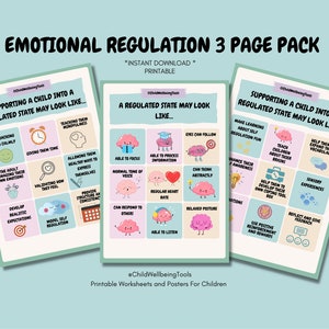 Emotional Regulation Pack Bundle DIGITAL Three Page Pack Emotional ...