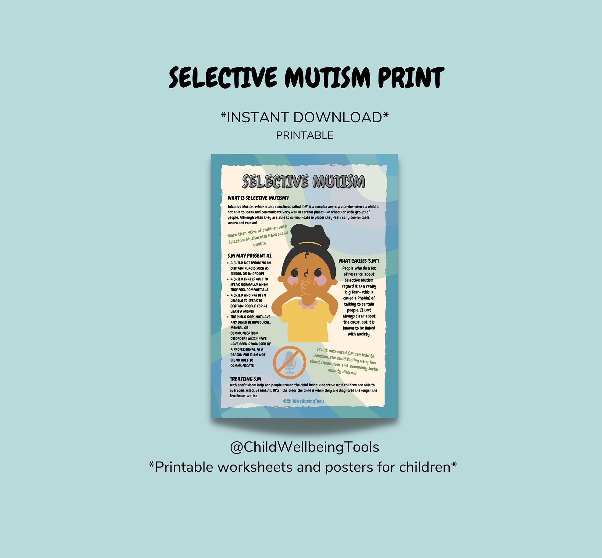 SELECTIVE MUTISM DIGITAL Print Printable Informational Poster Mental ...