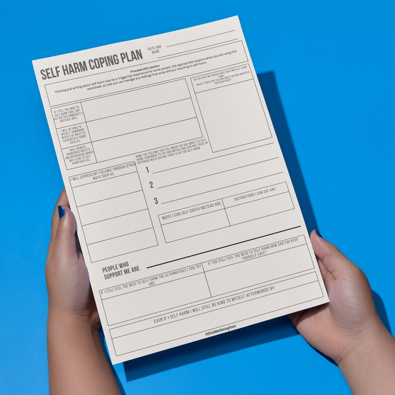 SELF HARM Coping Plan Support Help Plan DIGITAL Self Harm Coping Plan ...