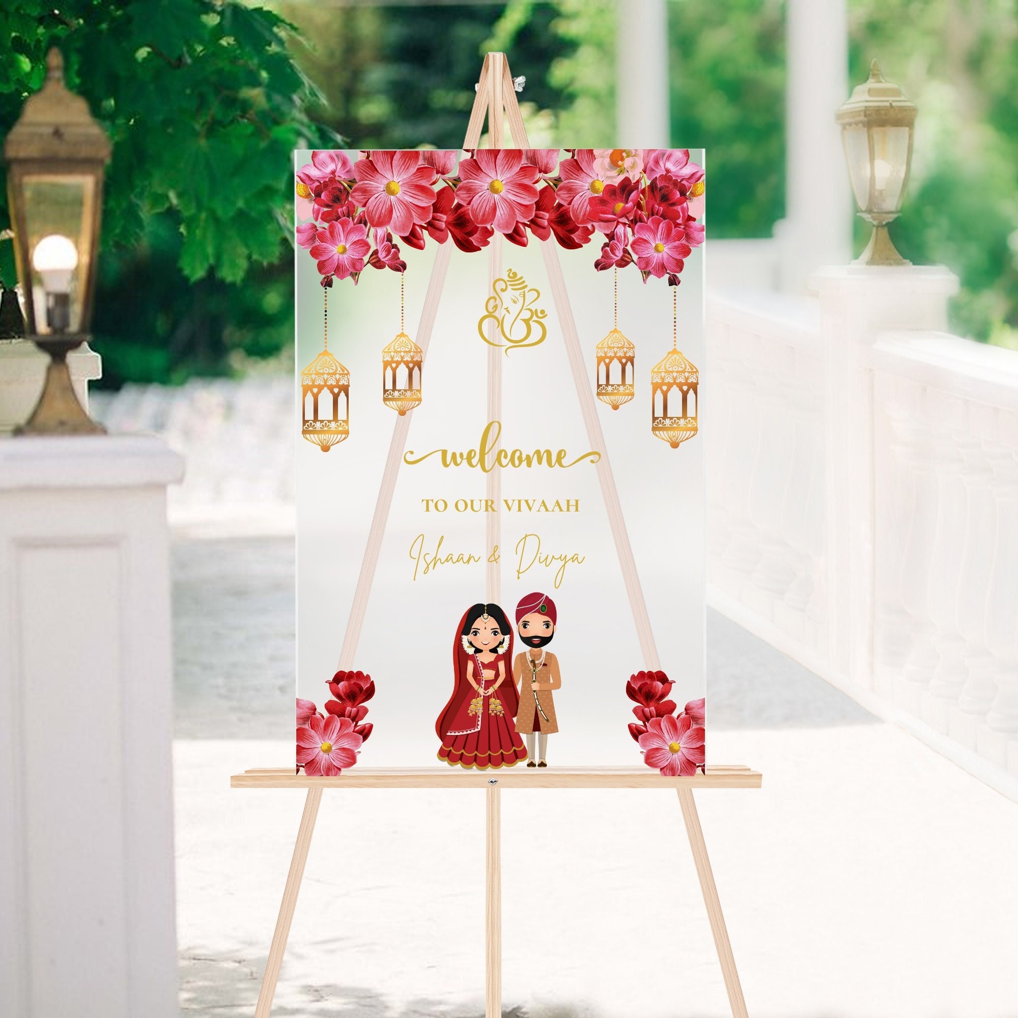 Indian Wedding Welcome Board as Hindu Welcome Signage, Hindu Wedding ...