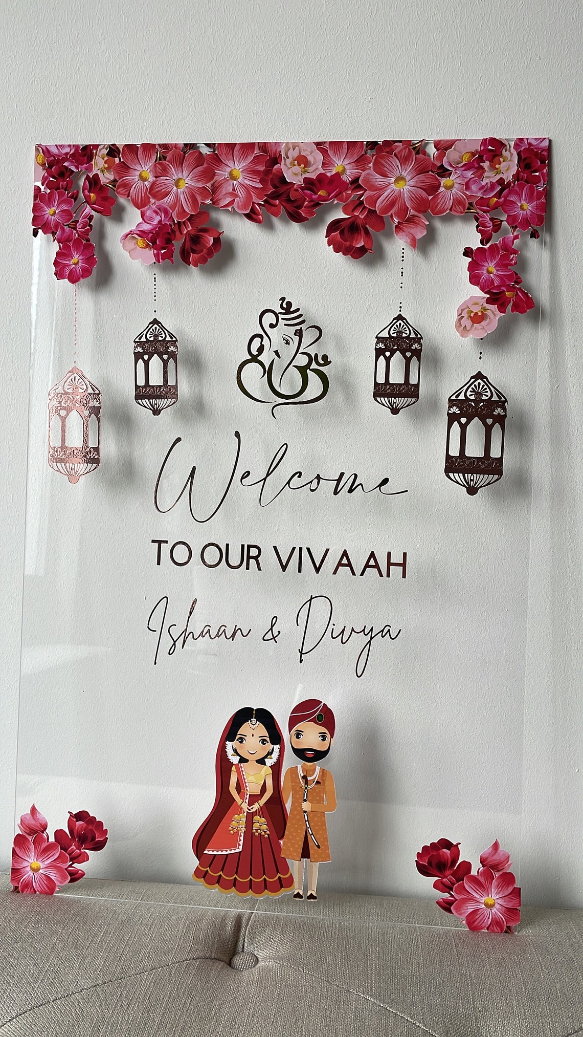 Indian Wedding Welcome Board as Hindu Welcome Signage, Hindu Wedding ...