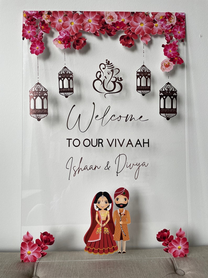 Indian Wedding Welcome Board as Hindu Welcome Signage, Hindu Wedding ...