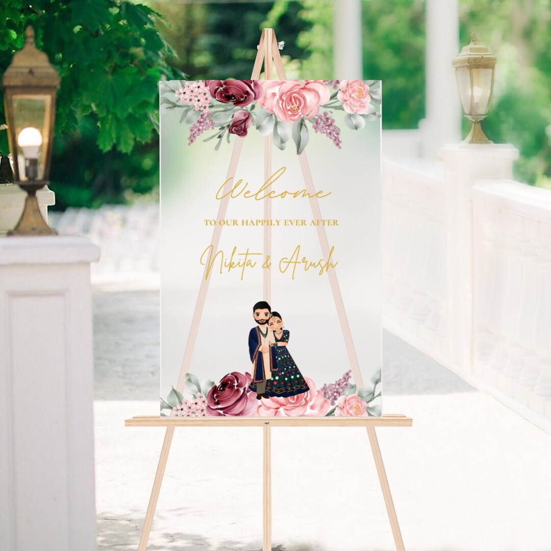 Indian Wedding Welcome Board as Hindu Welcome Signage, Hindu Wedding ...