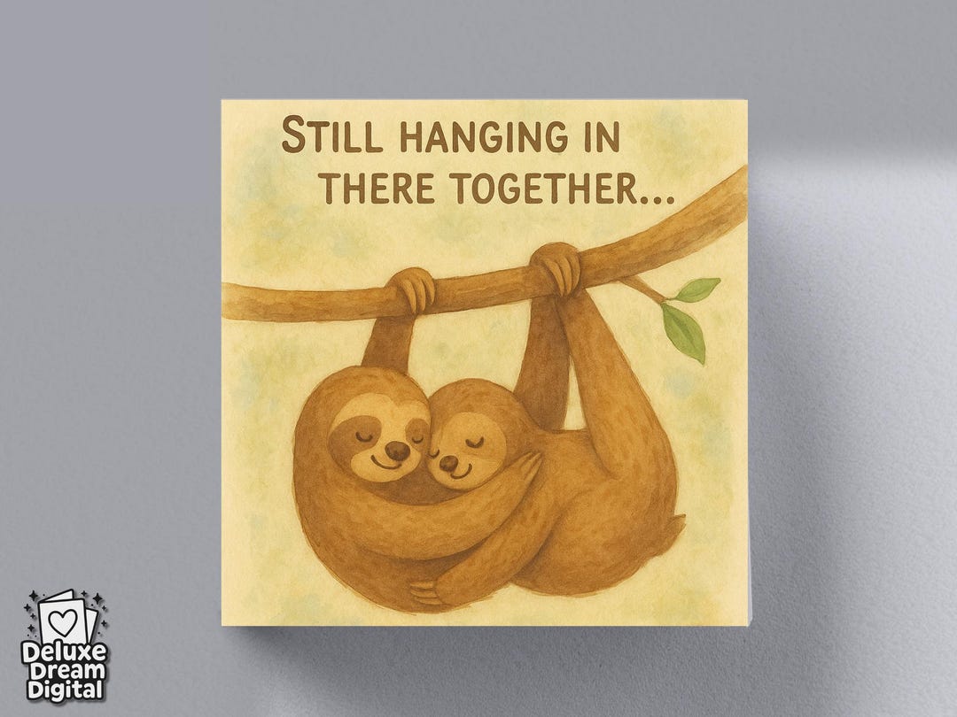Printable Sloth Anniversary Card – Funny Digital Greeting Card Instant ...