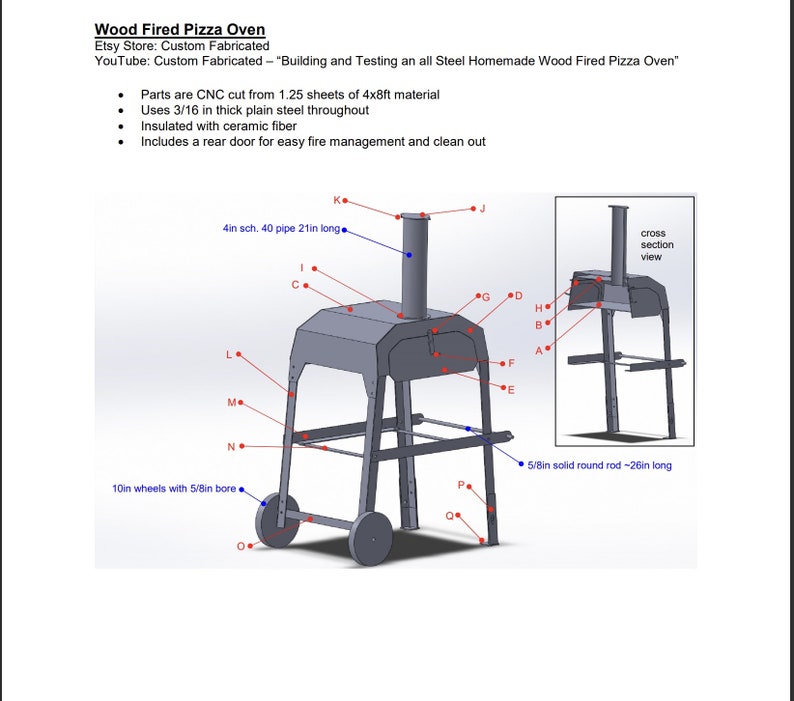 DXF Files and Build Plans - All Steel Wood Fired Pizza Oven - DIGITAL ...