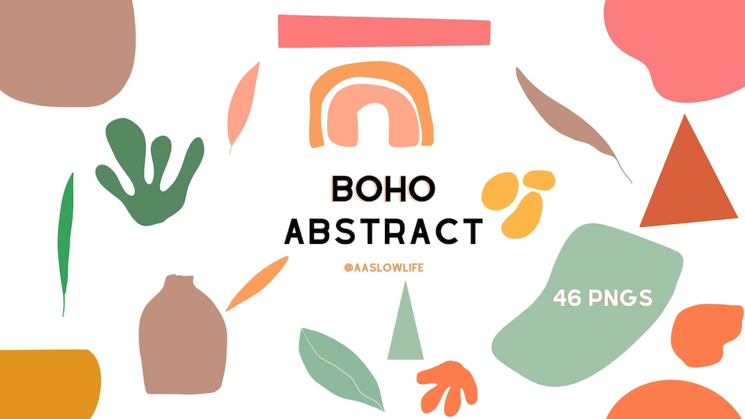 Boho Abstract Shape Clipart Set - Etsy