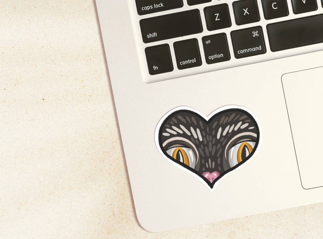 Cute Black Cat Heart Sticker - Etsy