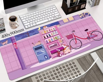 Cat Illustration Cats Cute Mouse Mat Rectangle or Round Mousepad Desk ...