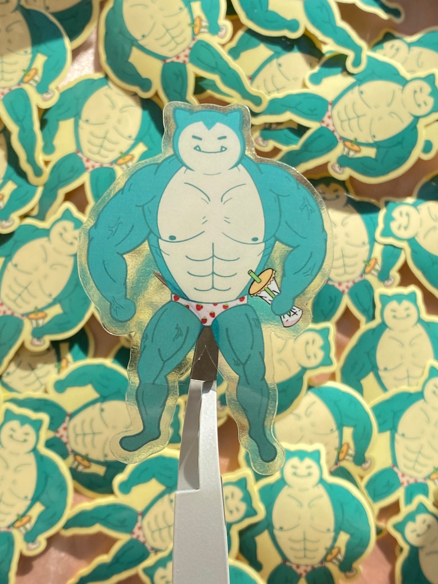 Cute Snorlax With Boba Sticker Swole-lax Weather Proof - Etsy