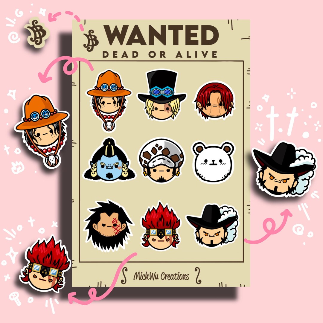 Wanted Pirates Sticker Sheet #2 | Anime Straw Hat Allies Stickers - Etsy