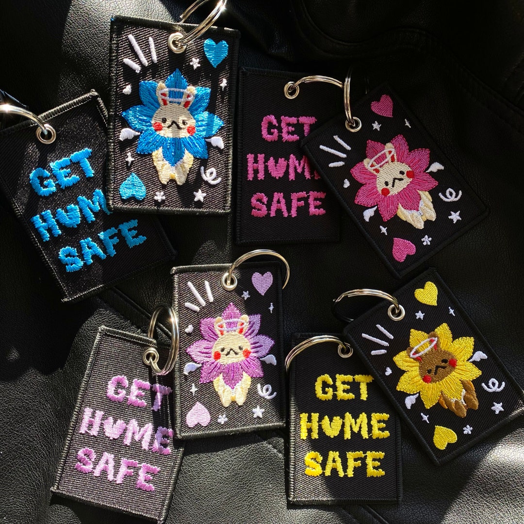 Get Home Safe Cute Bunny Flower Angel Embroidery Keychains | Jet Tag ...