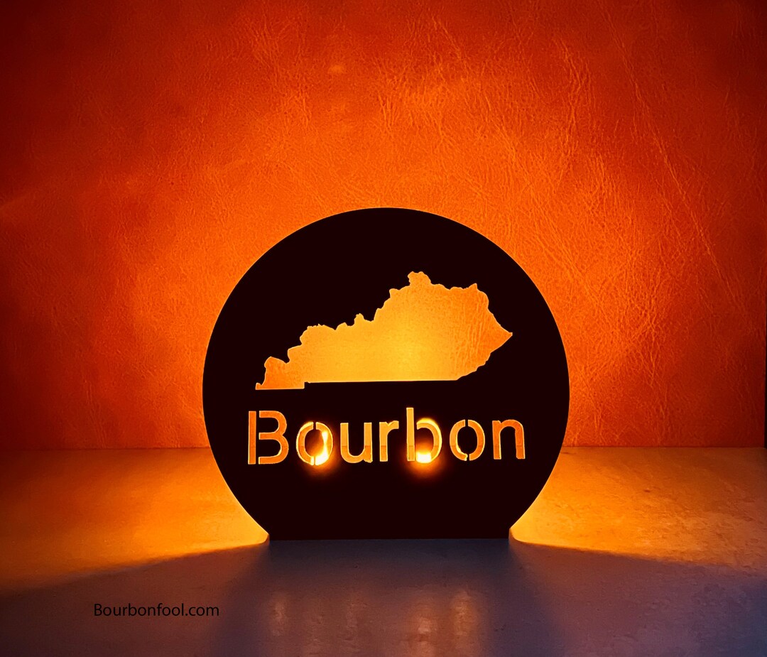 Lighted Steel Bourbon Shelf Piece for Man Cave, Bourbon Bar, Rec Room ...
