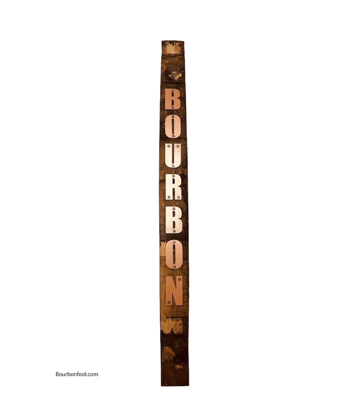 Used Bourbon Barrel Stave With Laser Cut Steel Letters Spelling Out ...