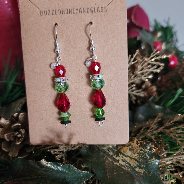Grinch Crystal Earrings - Etsy