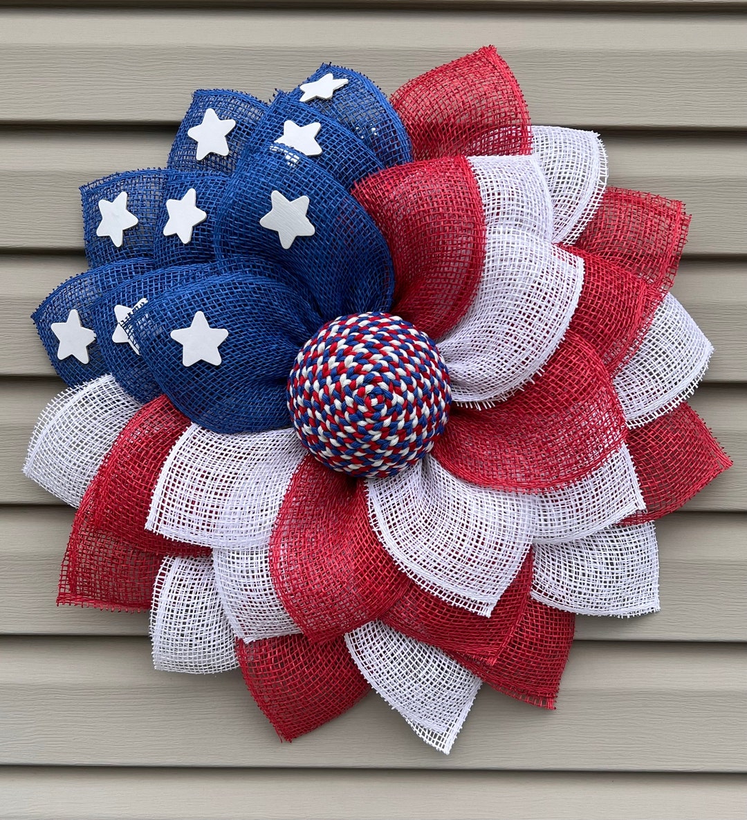 Red White & Blue Wreath, RWB Mesh Wreath, Front Door Wreath, Flower ...