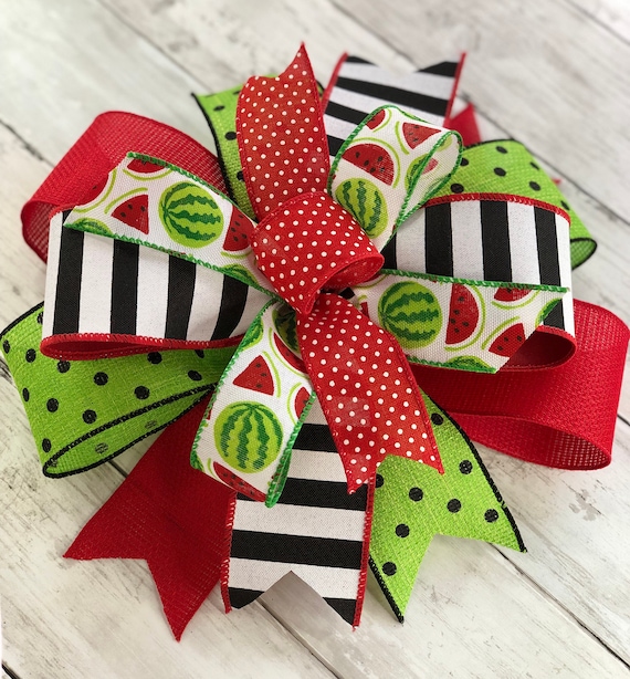 Summer Wreath Bow Watermelon Bow Swag Bow Lantern Bow | Etsy