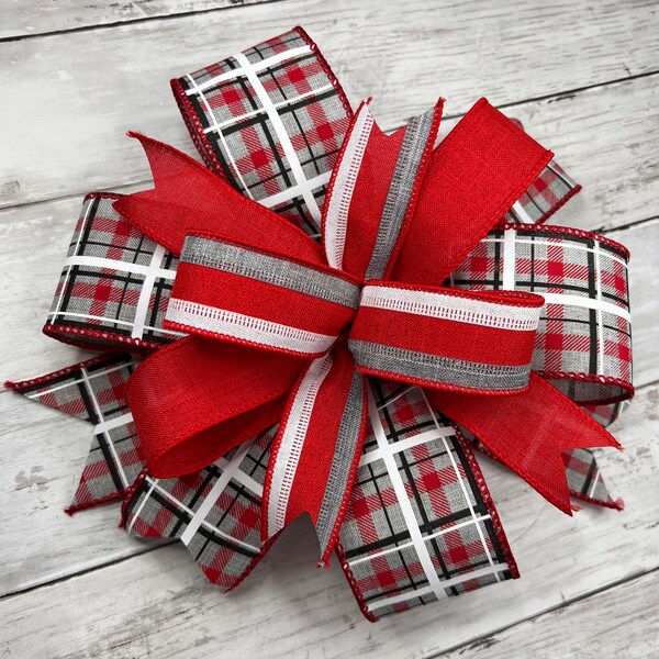 Red and Silver Bow - Etsy