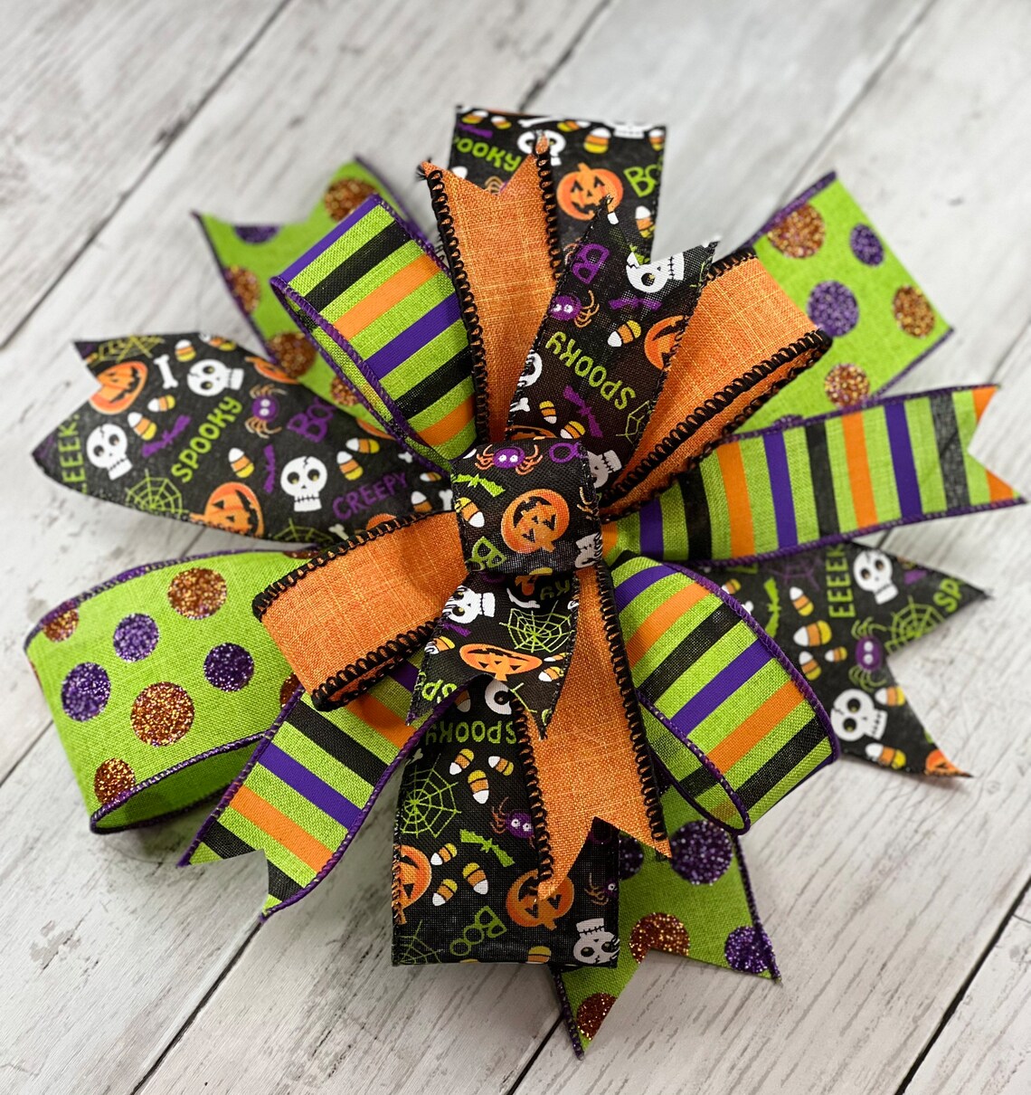 Halloween Wreath Bow, Halloween Bow, Halloween Swag Bow, Halloween ...