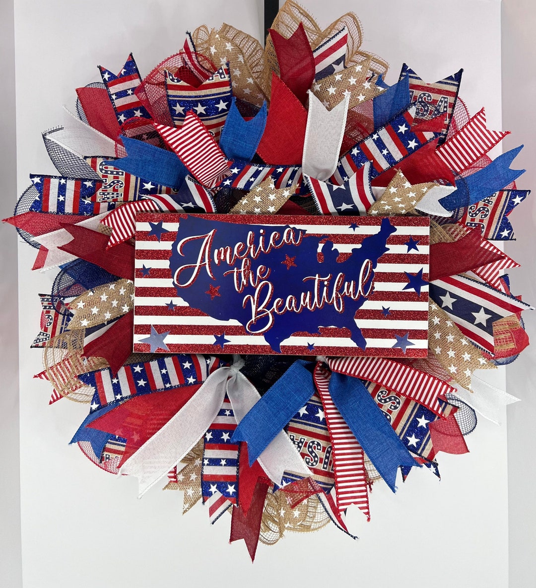 Patriotic Wreath, RWB Wreath, Red White and Blue Wreath, Memorial Day ...