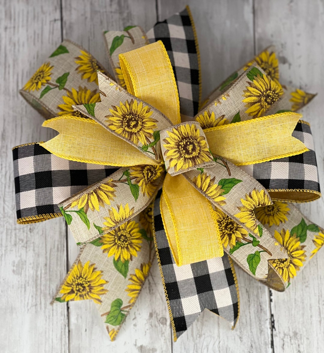 Sunflower Wreath Bow, Sunflower Bows for Wreaths, Sunflower Swag Bow ...