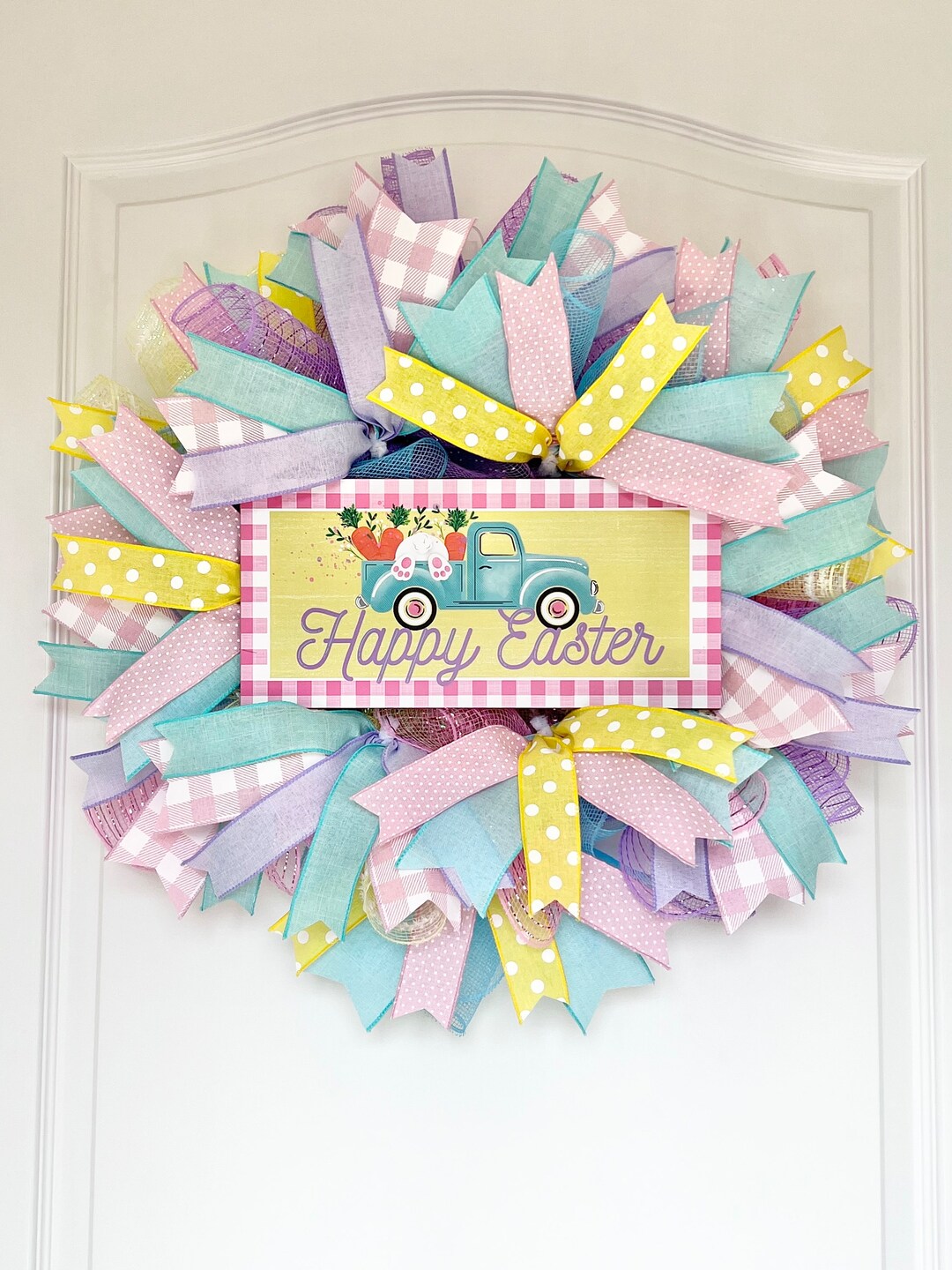 Easter Wreath for Front Door, Easter Screen Door Wreath, Easter Pancake ...