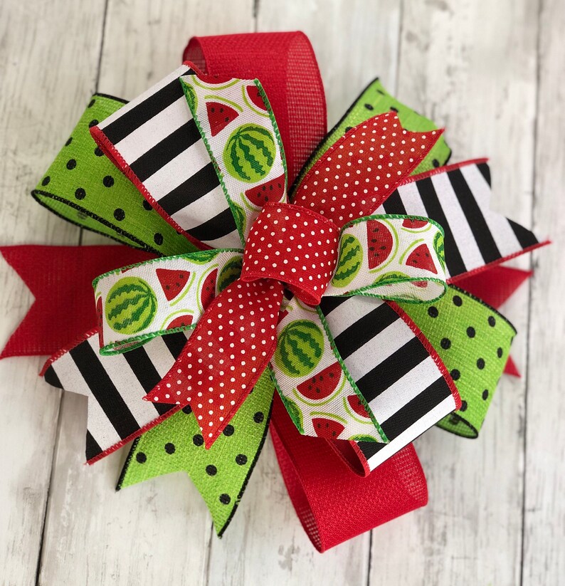 Summer Wreath Bow, Watermelon Bow, Swag Bow, Lantern Bow, Summer ...