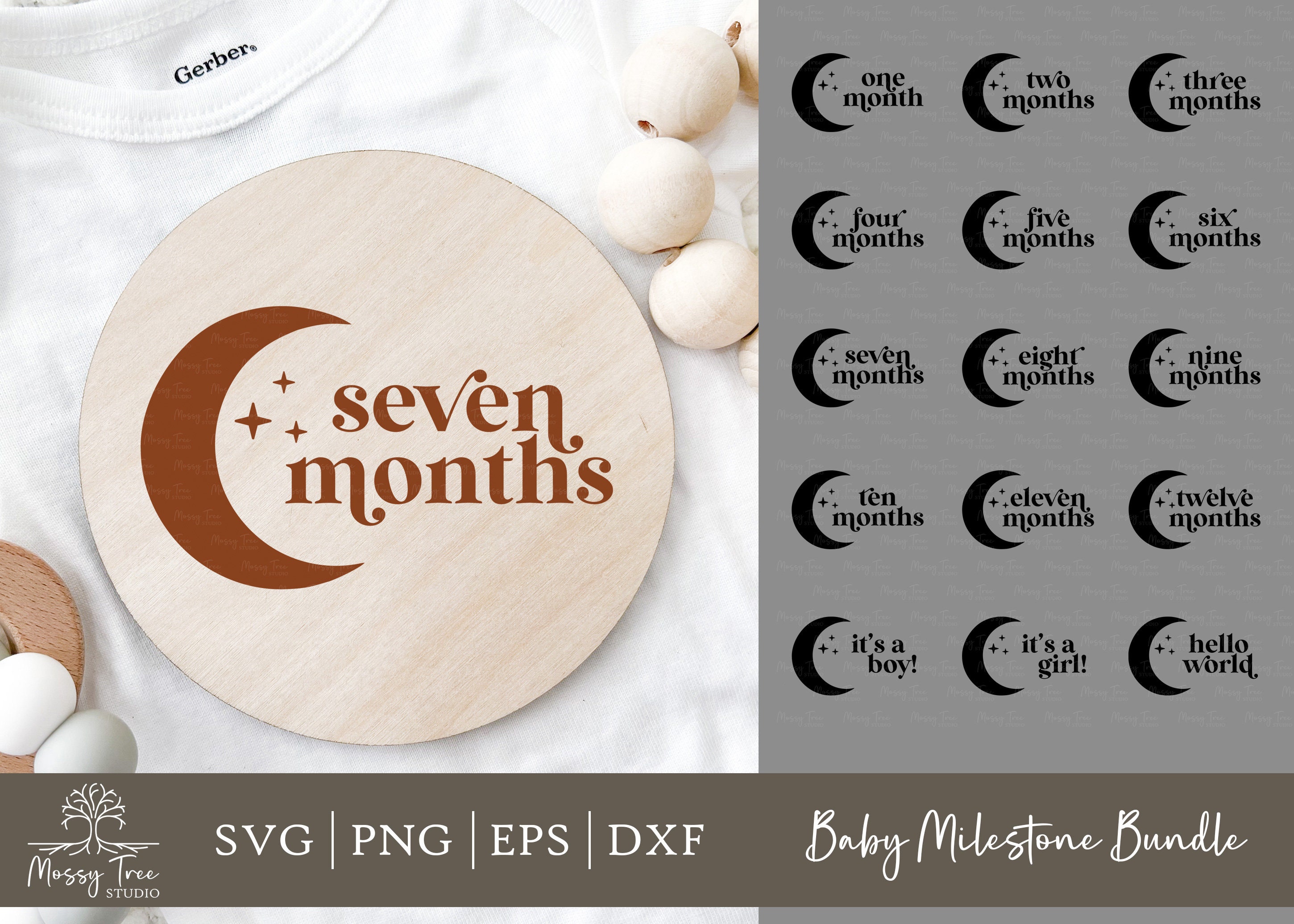 Boho Baby Milestones SVG | Boho Milestones Set | Boho Moon Milestone ...