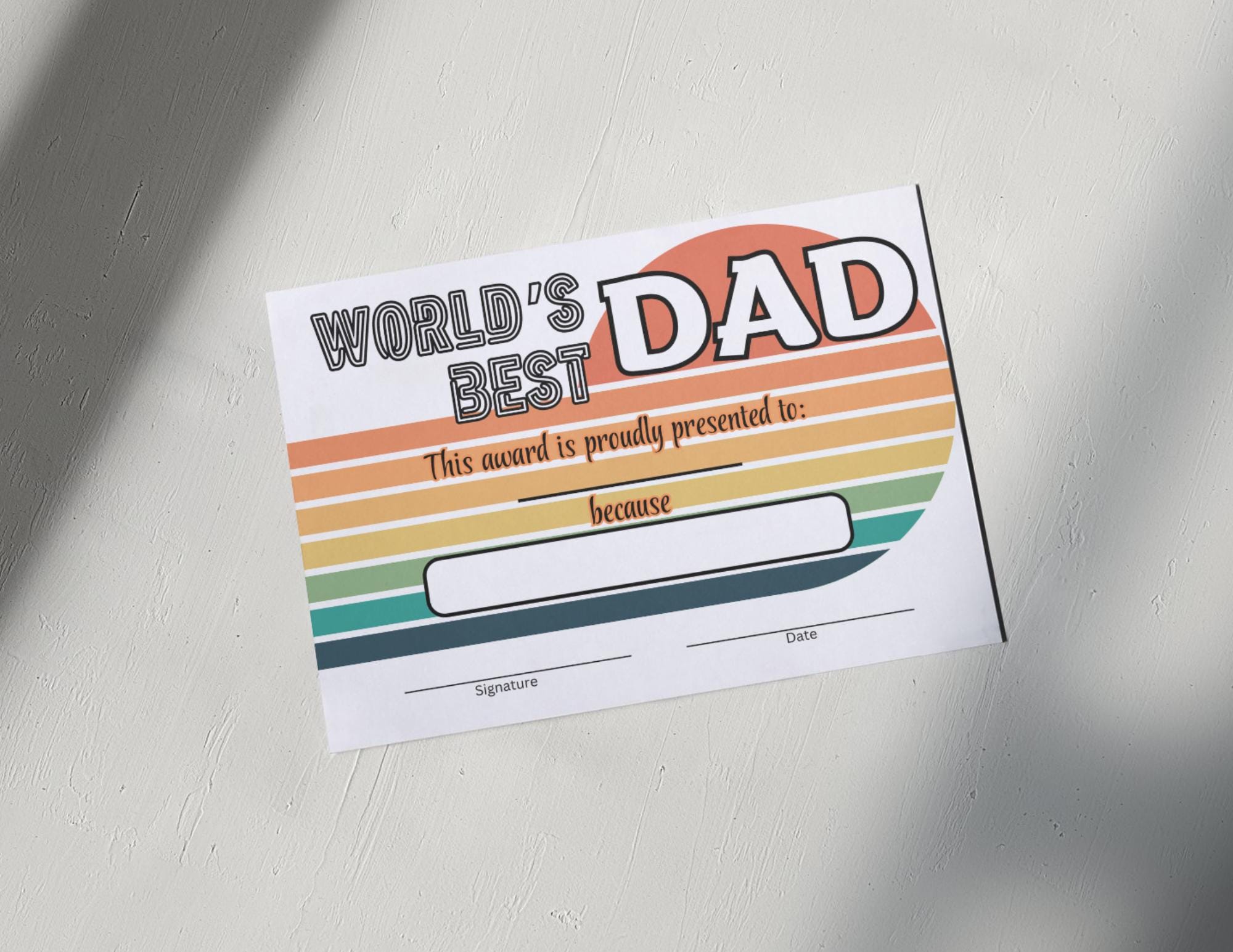 Printable World’s Best Dad Award Certificate | Instant Download ...