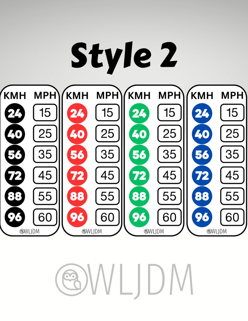 KMH to MPH Conversion Decal | 2 Styles + Multiple Colors | Free ...