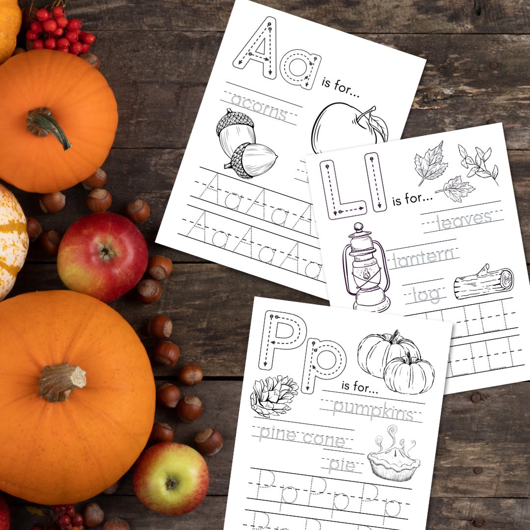 Fall Preschool Vocabulary Sheets With Alphabet Handwriting Practice ...