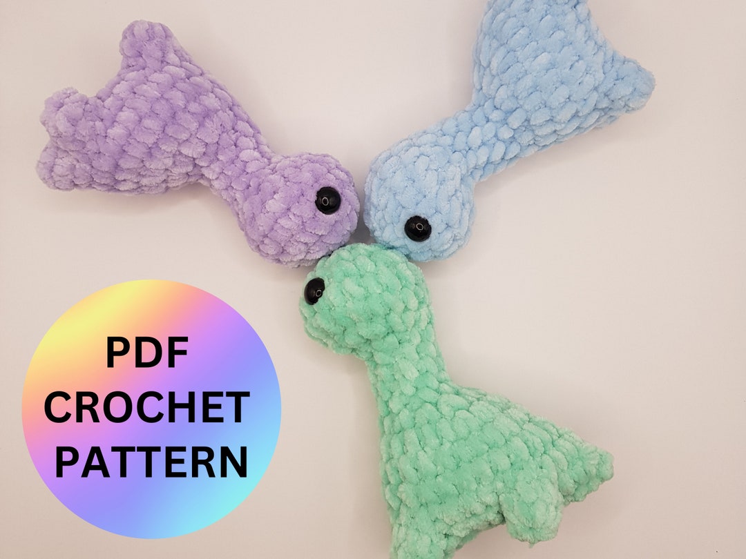 Mini Brontosaurus Pattern, Dinosaur Crochet Pattern, Low-sew Crochet ...