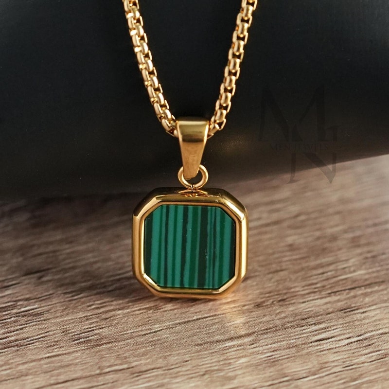 Malachite Stone Men Chain - Etsy