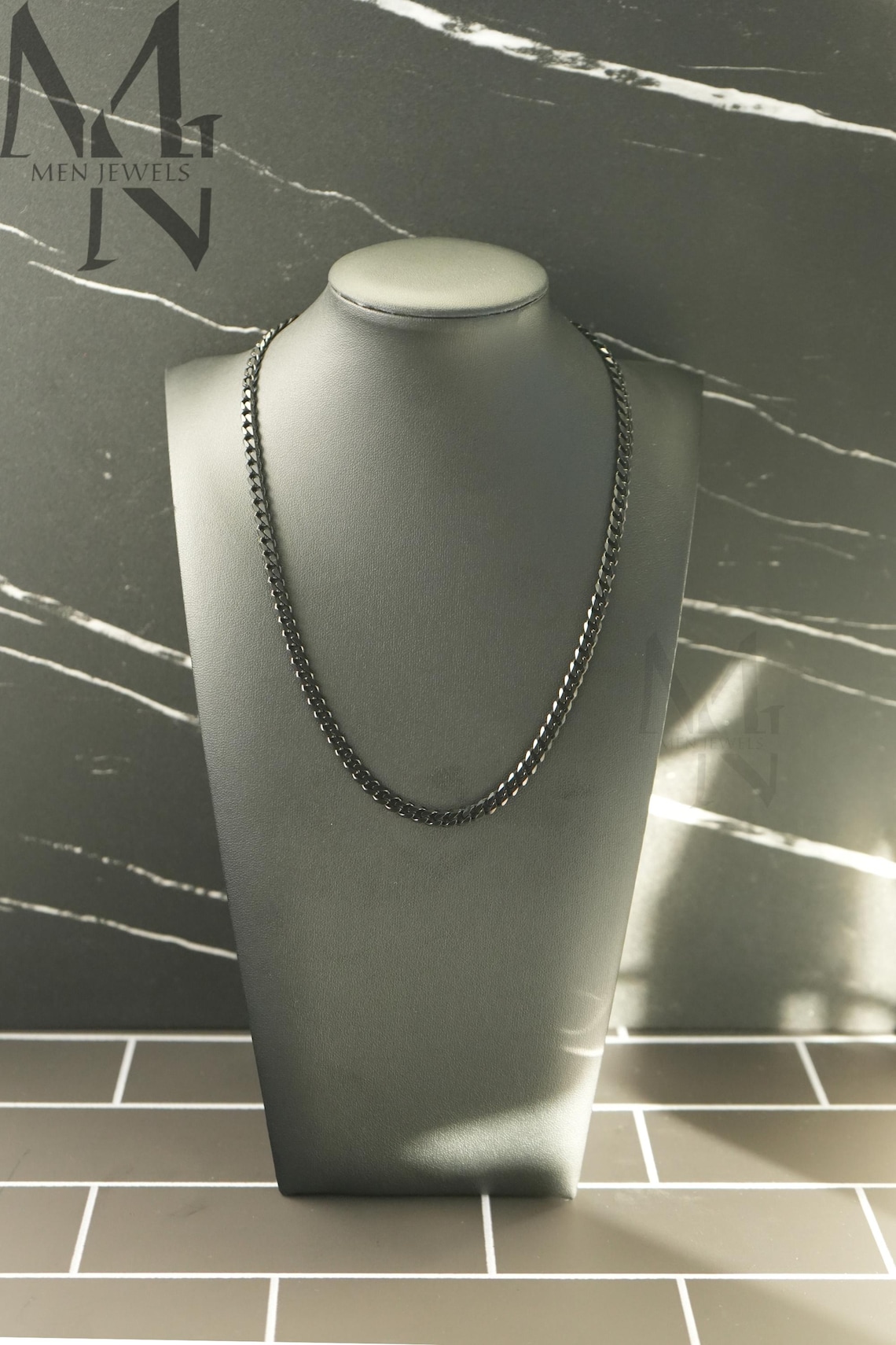 Black Cuban Chain Necklace, Chain Mens Black Cuban Curb 3mm 5mm 7mm 45 ...