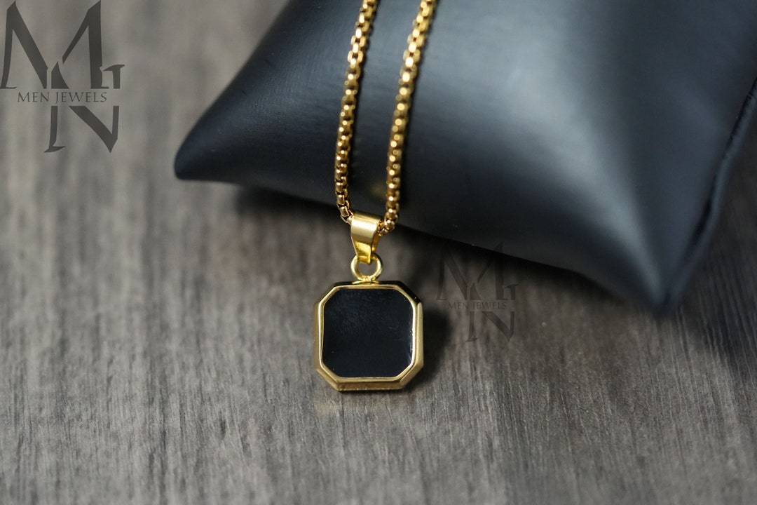 Gold Onyx Necklace Chain Pendants, Mens Necklace Pendants, Black Onyx ...