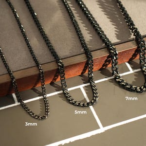 Black Cuban Chain Necklace, Chain Mens Black Cuban Curb 3mm 5mm 7mm 45 ...