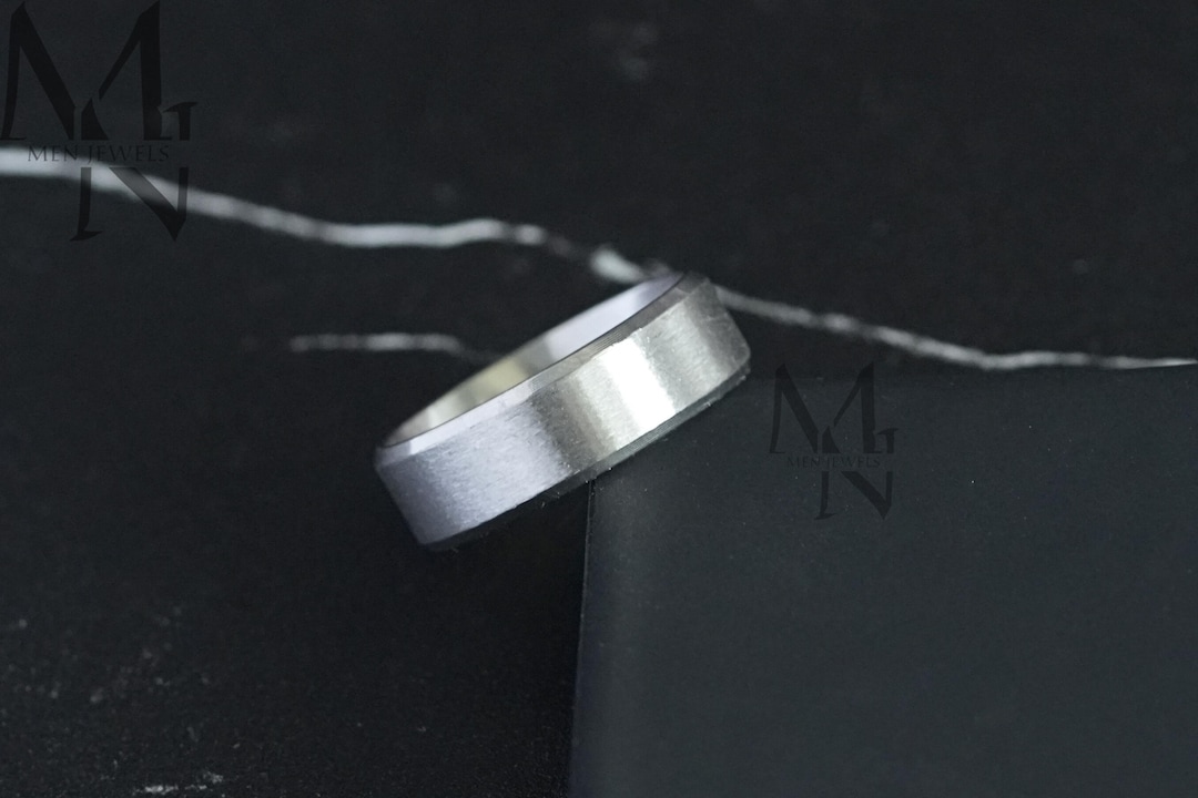 Mens Simple Silver Ring, Personalised Engraved Ring 8mm Band ...