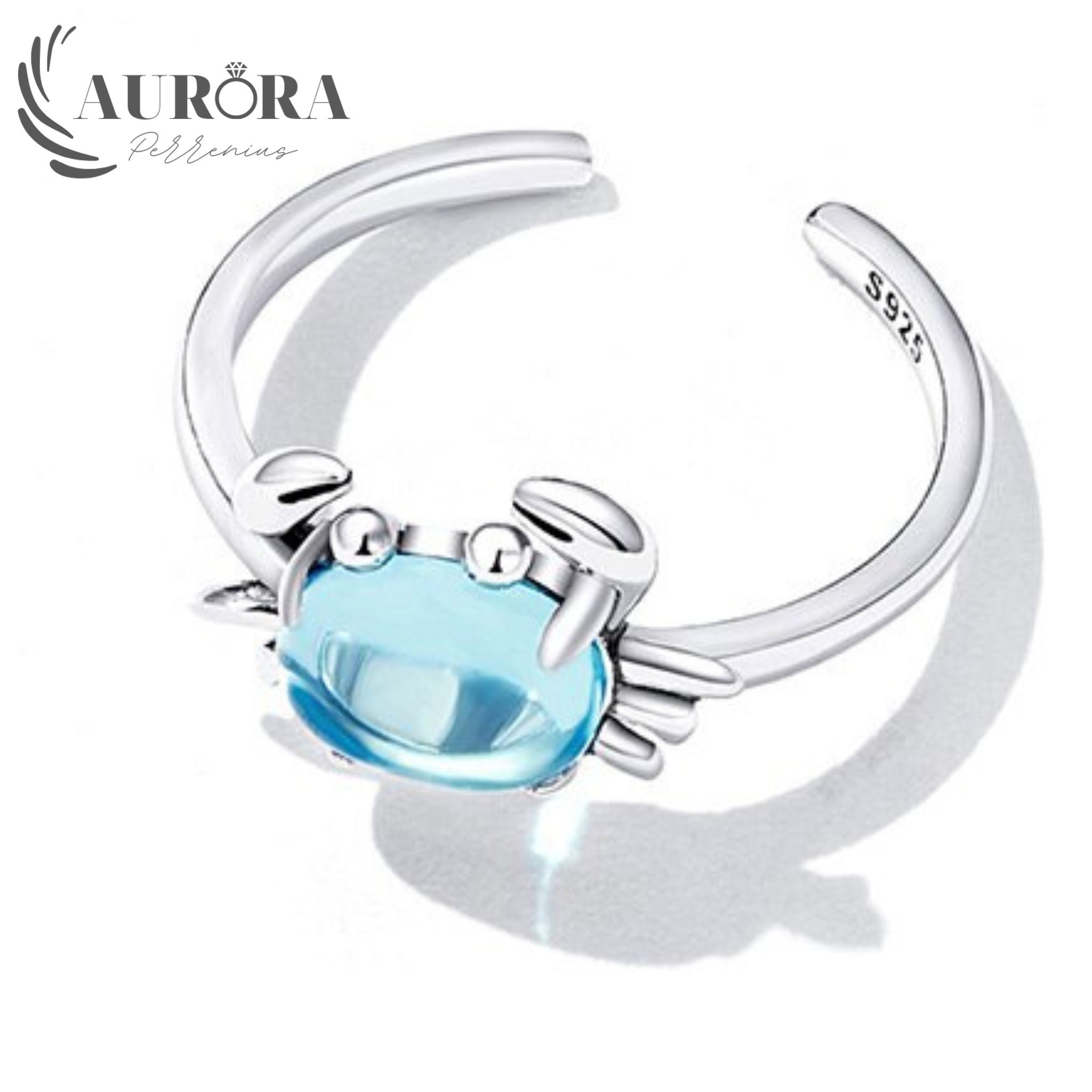 Silver Crab Ring 925 Sterling Silver Adjustable Ring Blue - Etsy