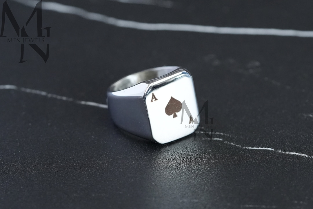 Ace of Spades Ring, Silver Playing Card Ring, Mens Silver Jewellery ...