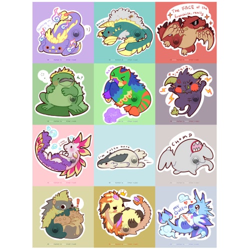Monster Hunter Chibi Stickers - Etsy