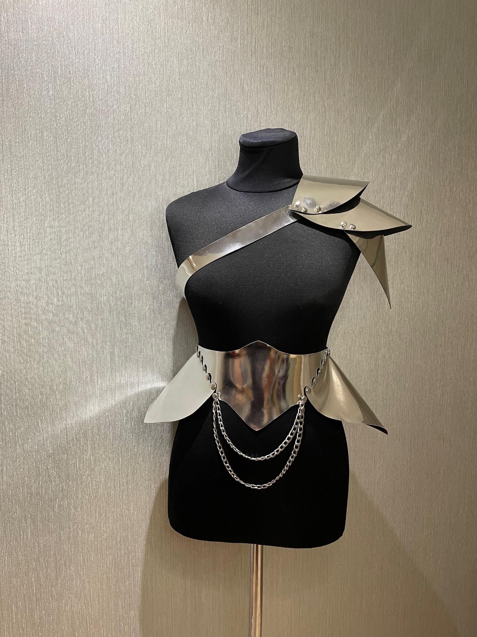Metallic Silver Belt With Chains and Shoulder for a Festival, Metallic ...