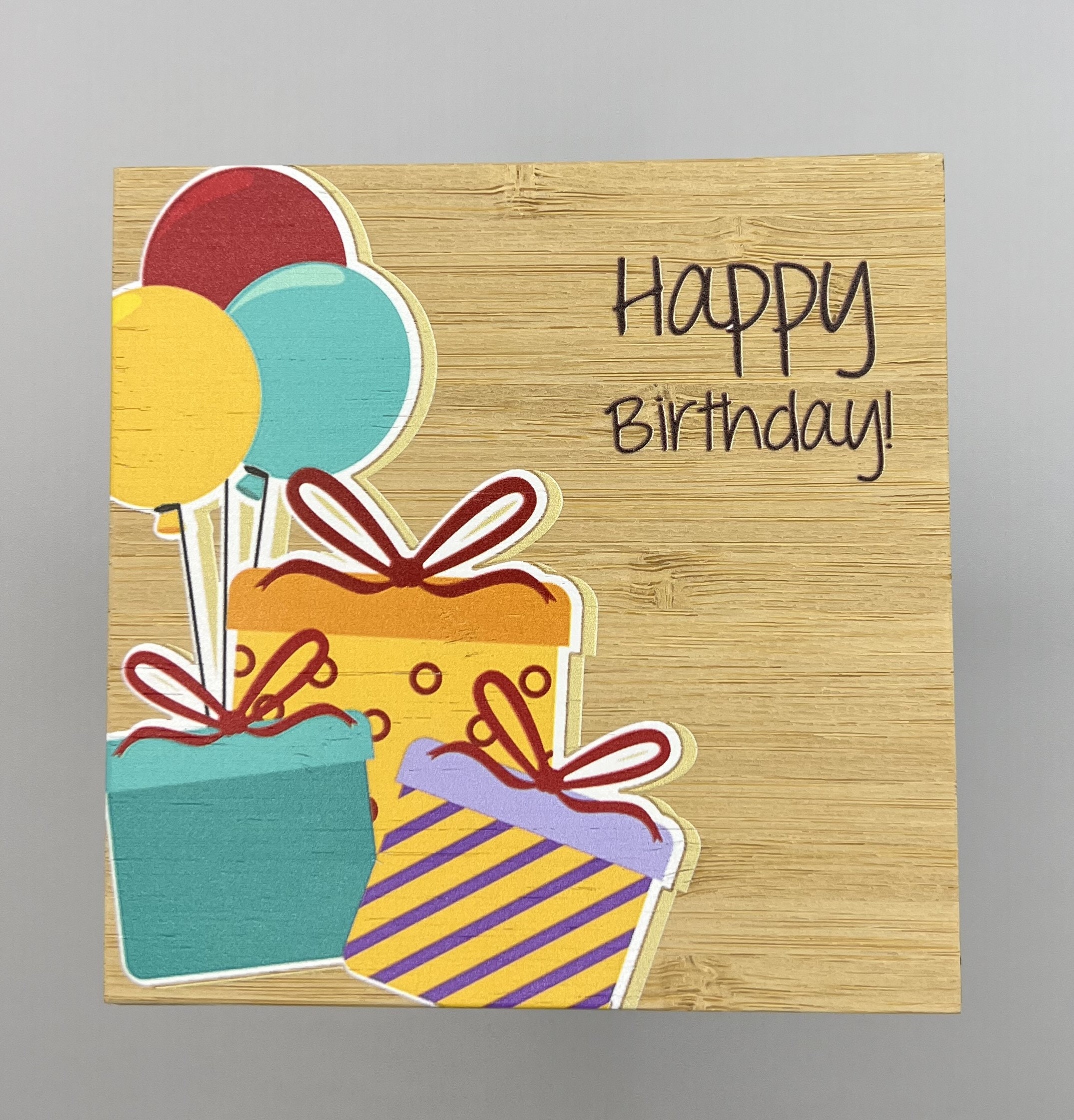 Set of 4 Natural Bamboo Birthday Card Eco Friendly & Unique Card for ...
