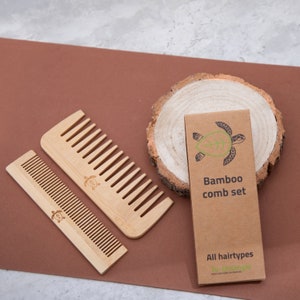 Natural Bamboo Comb Set | Plastic Free & Biodegradable | for All Hair ...