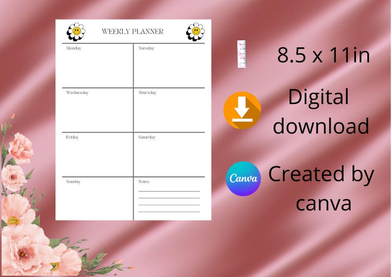 Minimalist Weekly Planner Printable: A4 A5 Letter Sizes (PDF Download ...