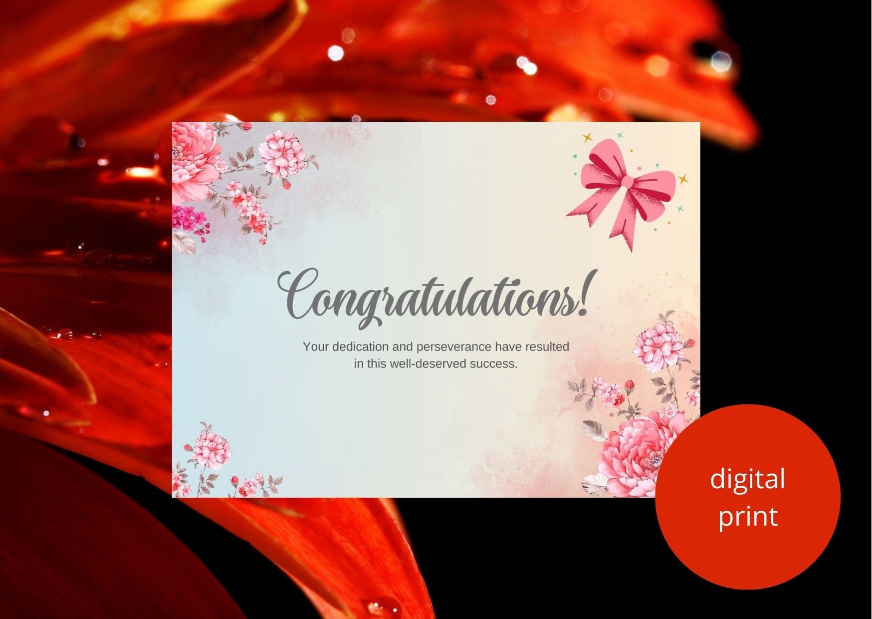 Congratulation Card, Printable Congratulation Card, Digital Download ...