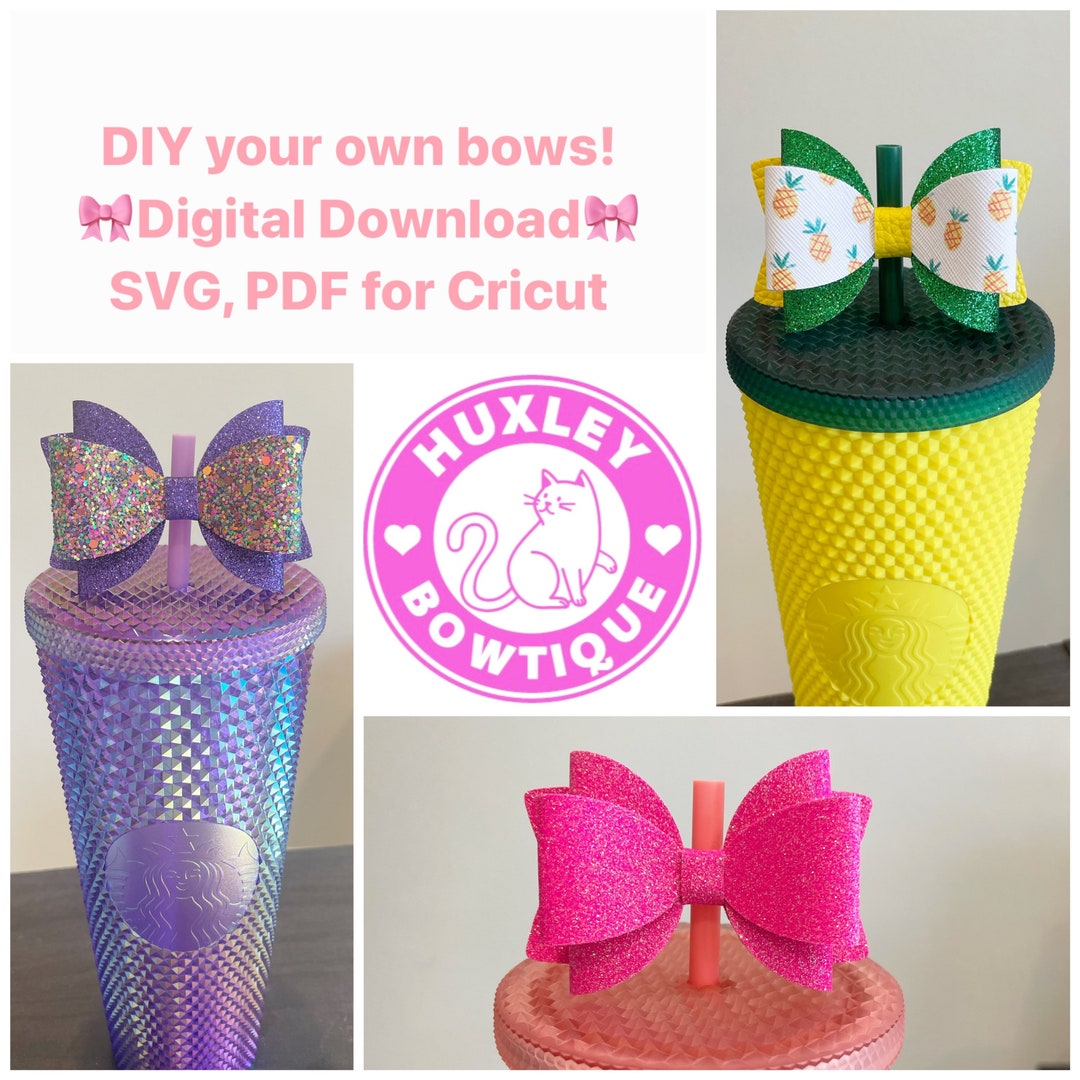 Bow Straw Topper SVG PDF Template-starbucks Bow Studded Tumbler Bow ...