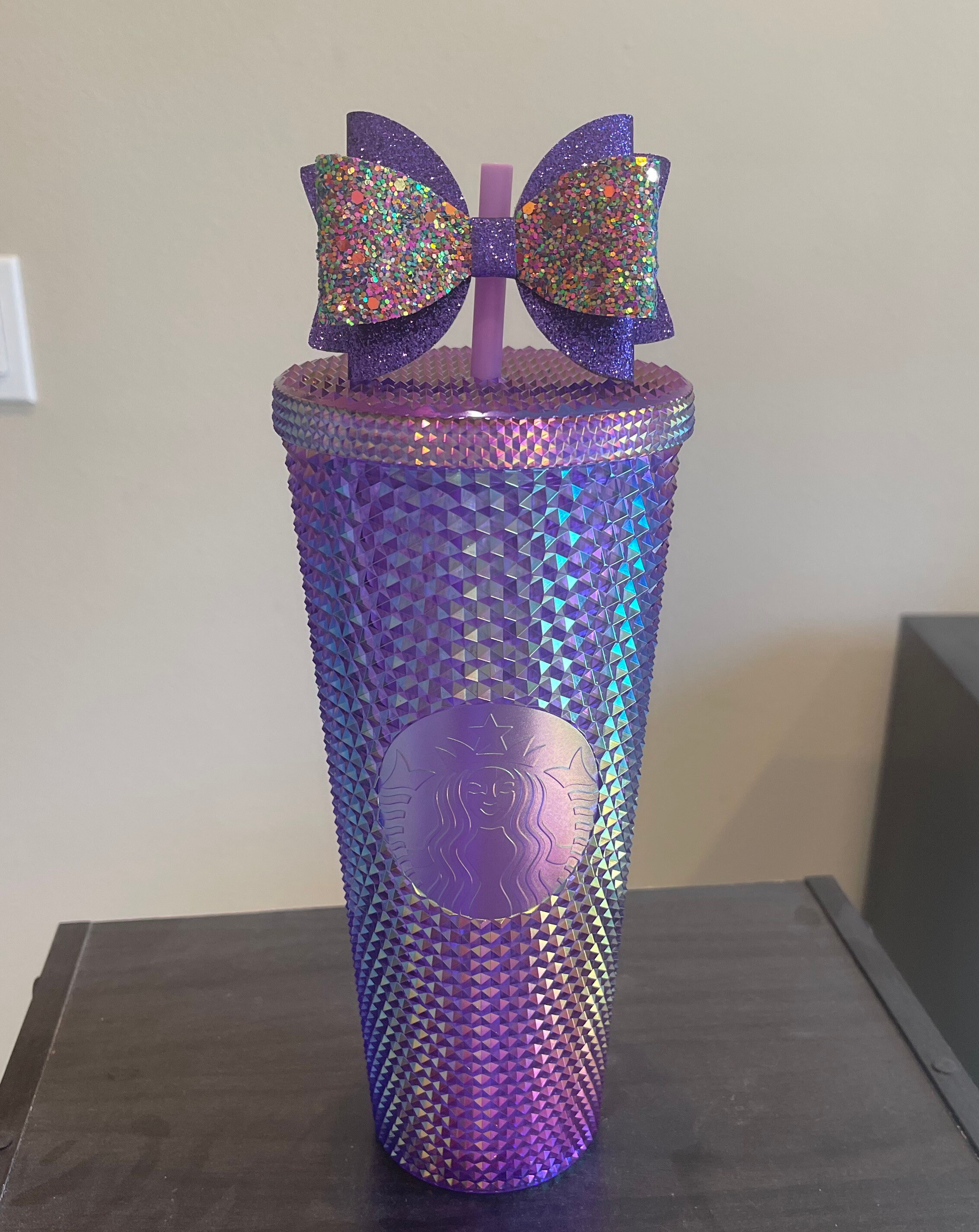Starbucks Purple Oil Slick Glitter Bow Straw Topper Starbucks - Etsy