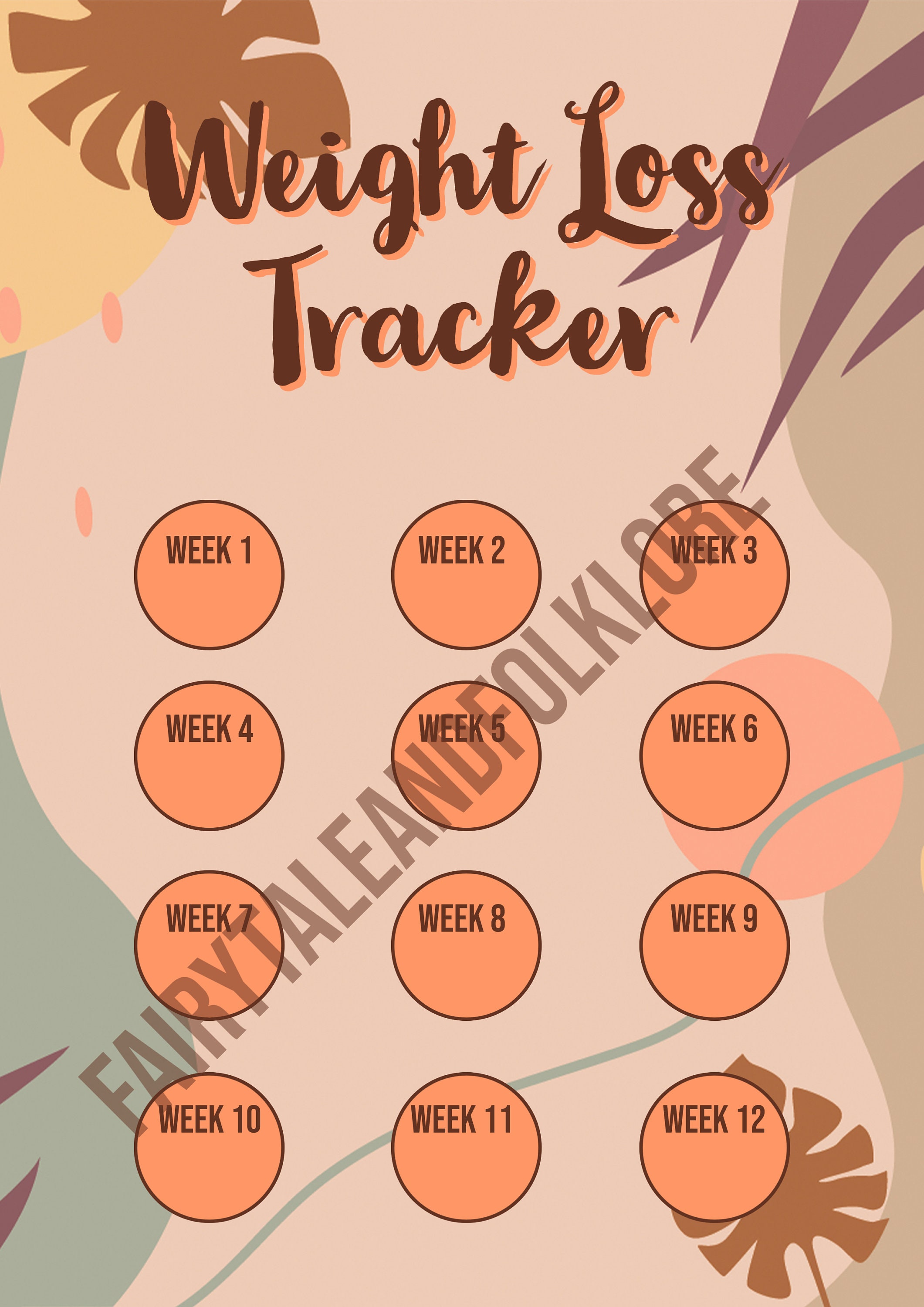 12 Week & 12 Month Weight Loss Tracker Printable - Instant Download ...