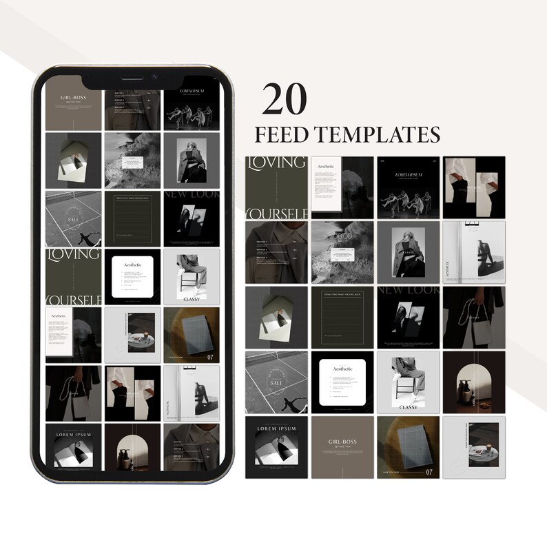 3in1 40 Classy Bold Instagram Canva Templates Instagram Post Templates ...