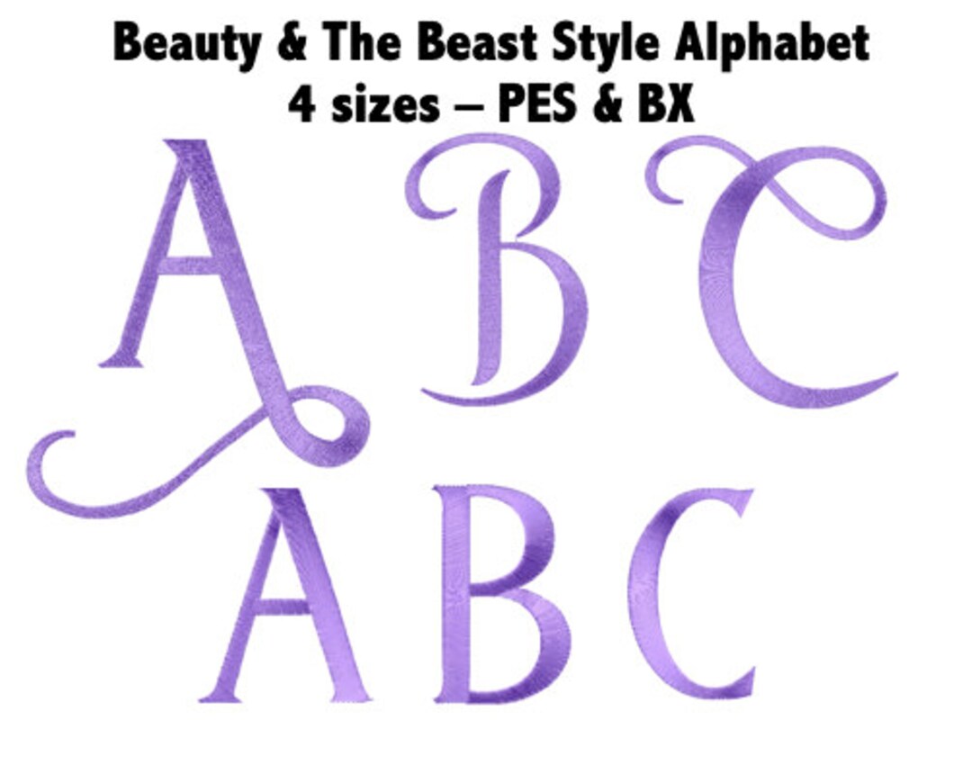 EMBROIDERY ALPHABET, Beauty and the Beast, PES, Machine Embroidery ...