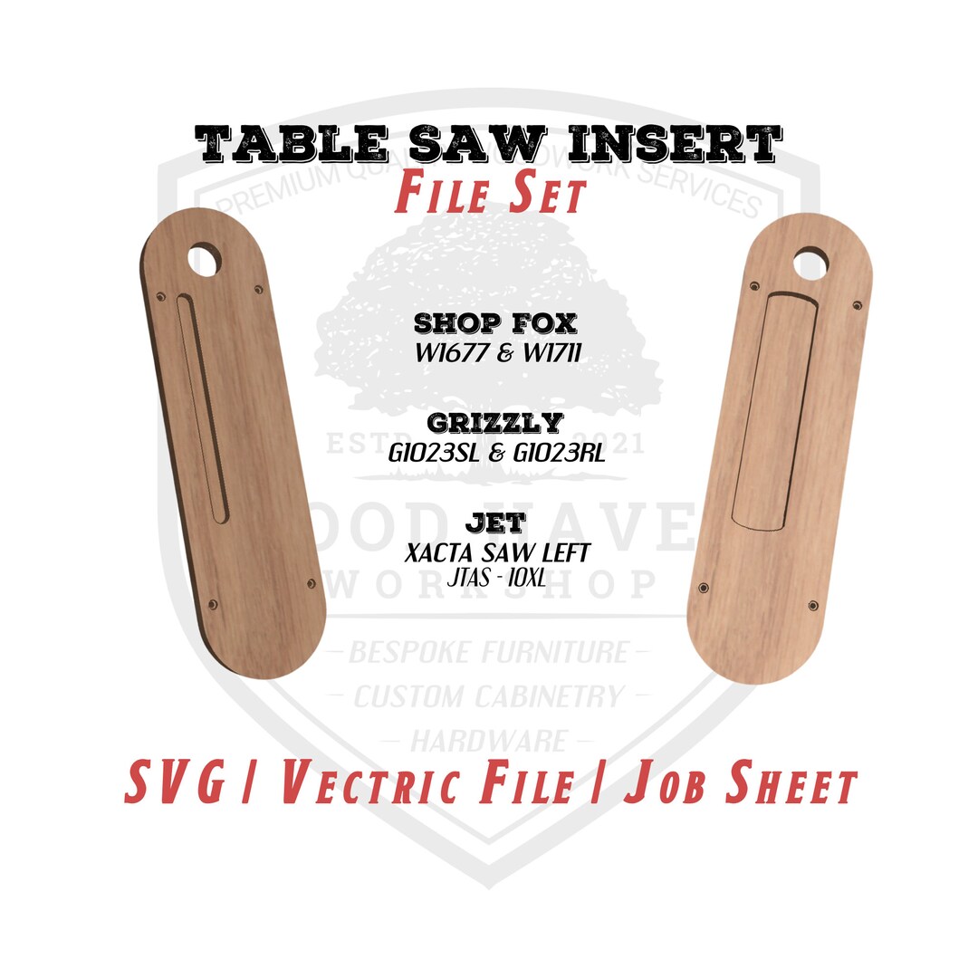 Shop Fox/grizzly Table Saw Insert Files | CNC/SVG W/ Depths | Carbide ...